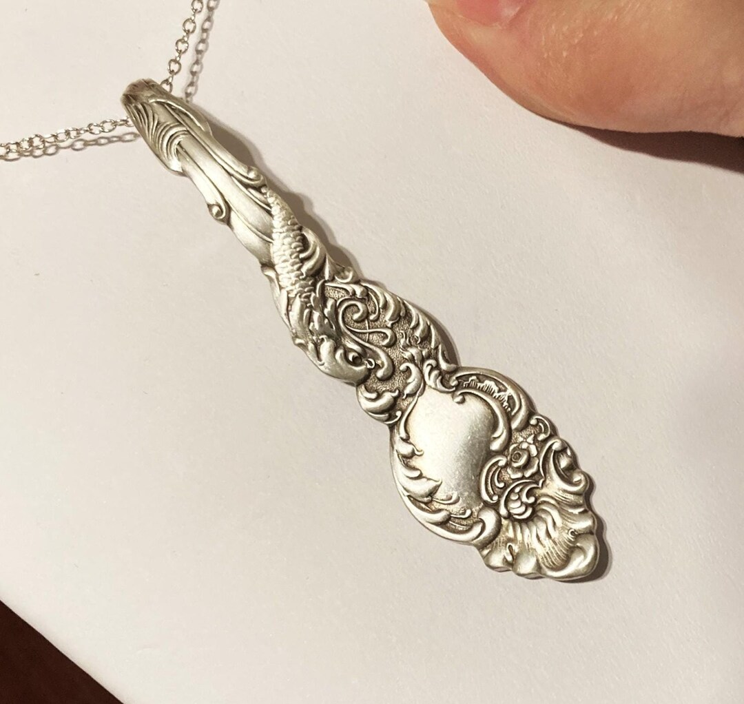 Silver Spoon Jewelry Necklace, Vintage Recycled Upcycled Flatware Spoon ...