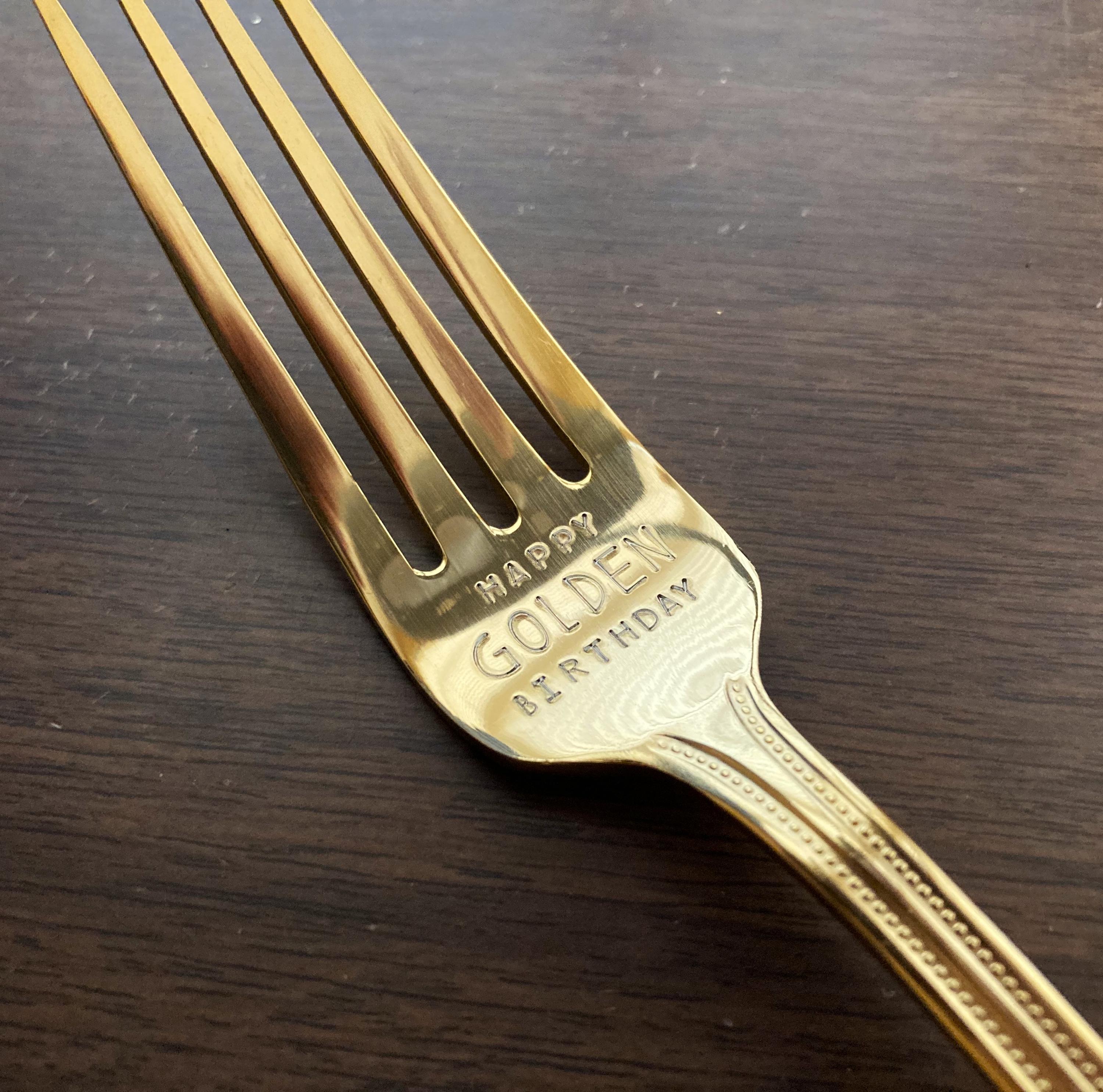 Golden Birthday Gift: Happy Golden Birthday Fork, 50th Birthday ...