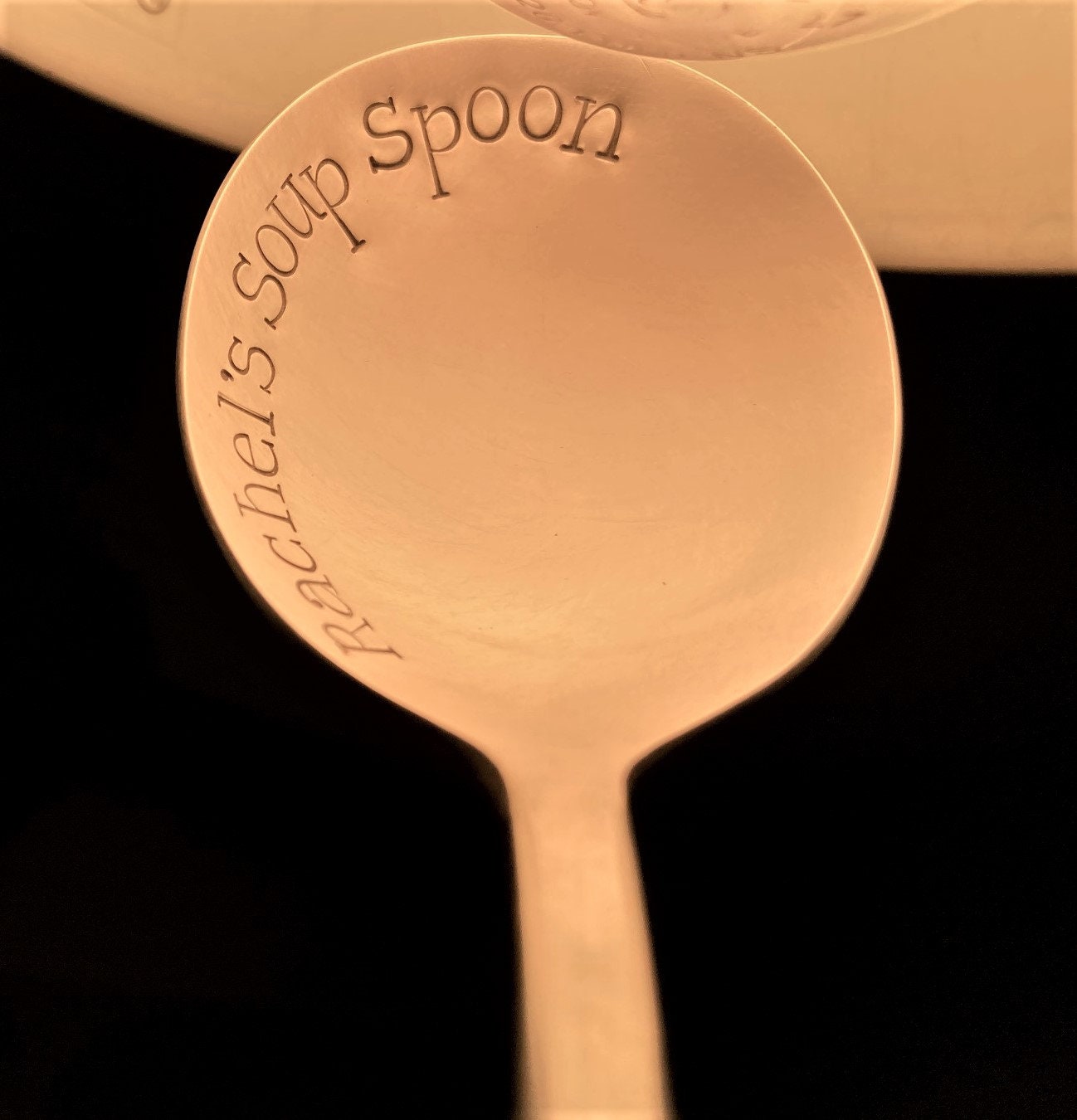 Hand Stamped Soup Spoon for Her, Custom Round Gumbo Spoon With Name ...