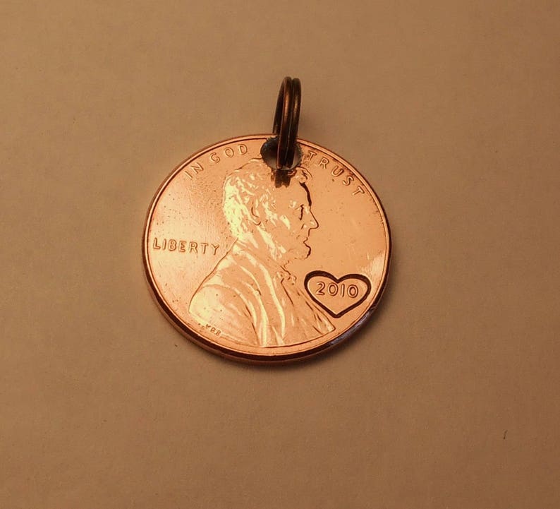 PENNY With A Heart Pendant: Boyfriend Girlfriend Gift 7th | Etsy