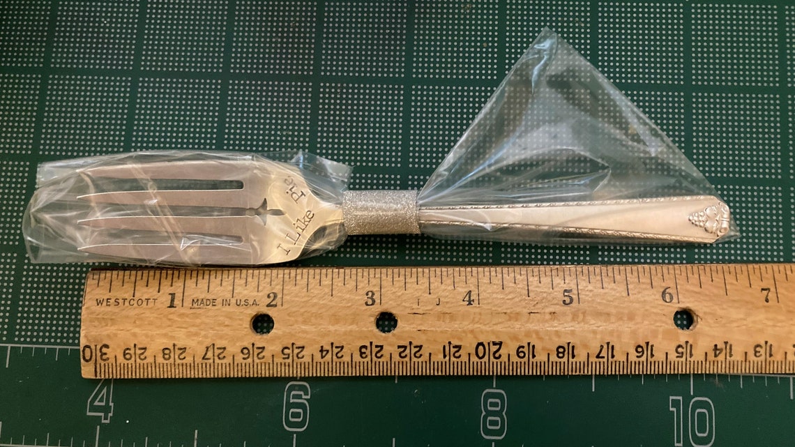 Pie Fork, I Like Pie, Vintage Silver Dessert Fork, Stamped Engraved ...