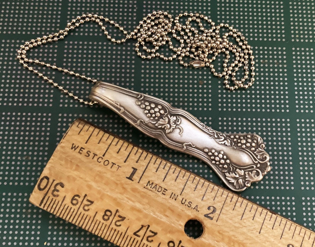 Grapes & Vines Silverware Necklace, Spoon Jewelry, Vintage Silver ...