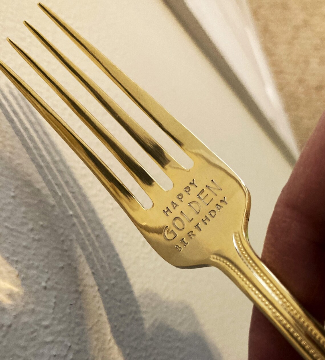 Golden Birthday Gift: Happy Golden Birthday Fork, 50th Birthday ...