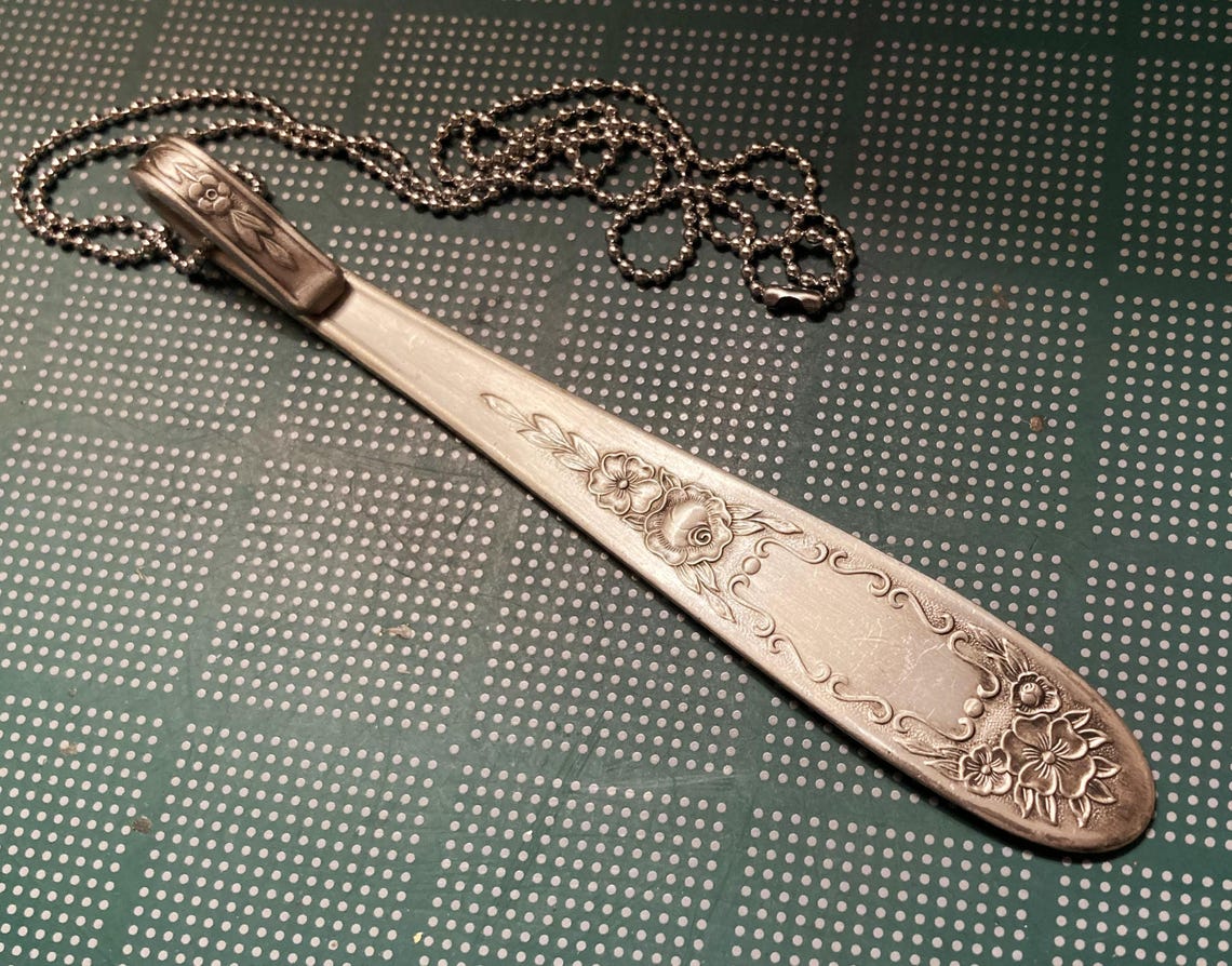 Vintage Silver Necklace, Silver Flower Necklace, Recycled Antique Spoon ...