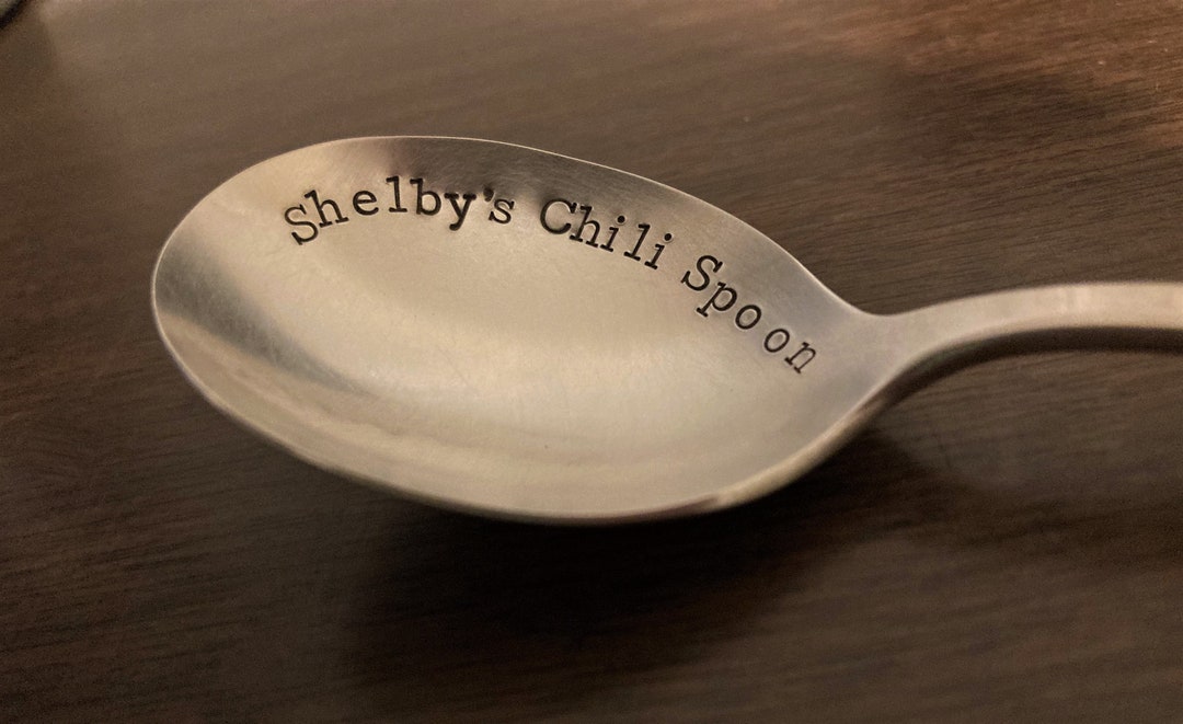 CHILI Spoon, Custom Personalized Silverplated Round Spoon With Name ...