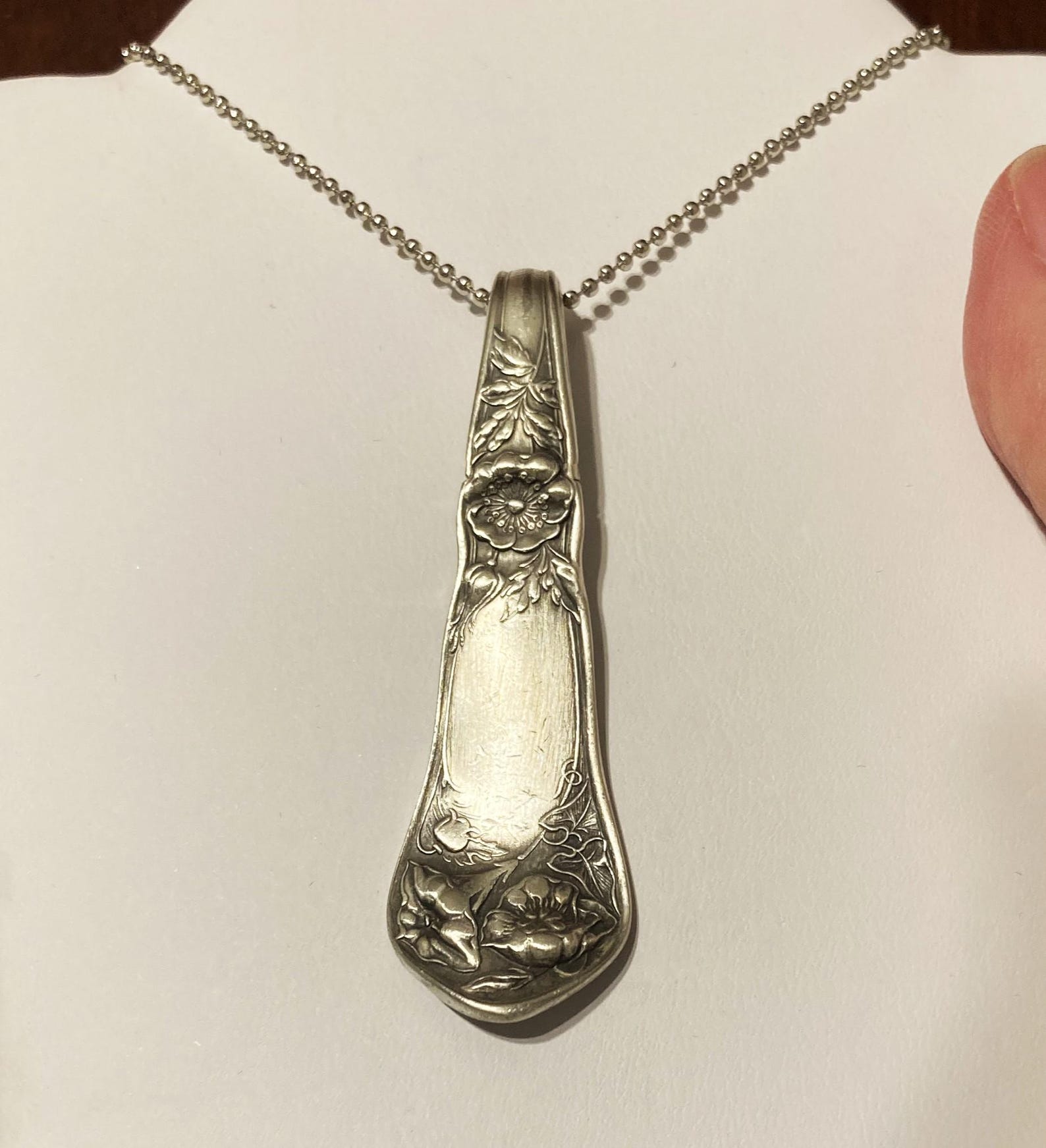 Floral Necklace, Vintage Silverware Jewelry, Recycled Reclaimed Silver ...