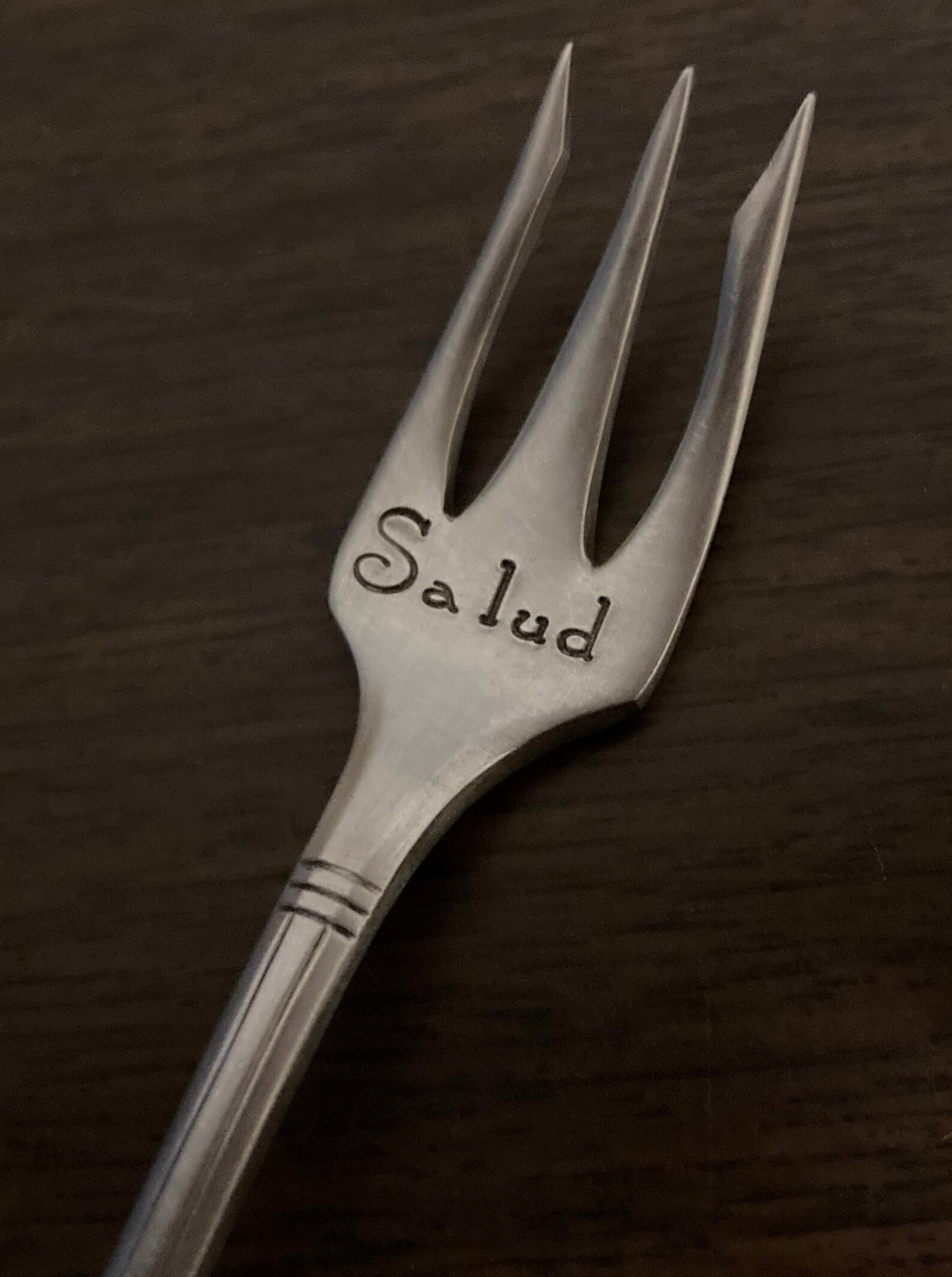 Salud Cocktail Fork: Charcuterie Board Pick, Stamped Vintage Silver ...