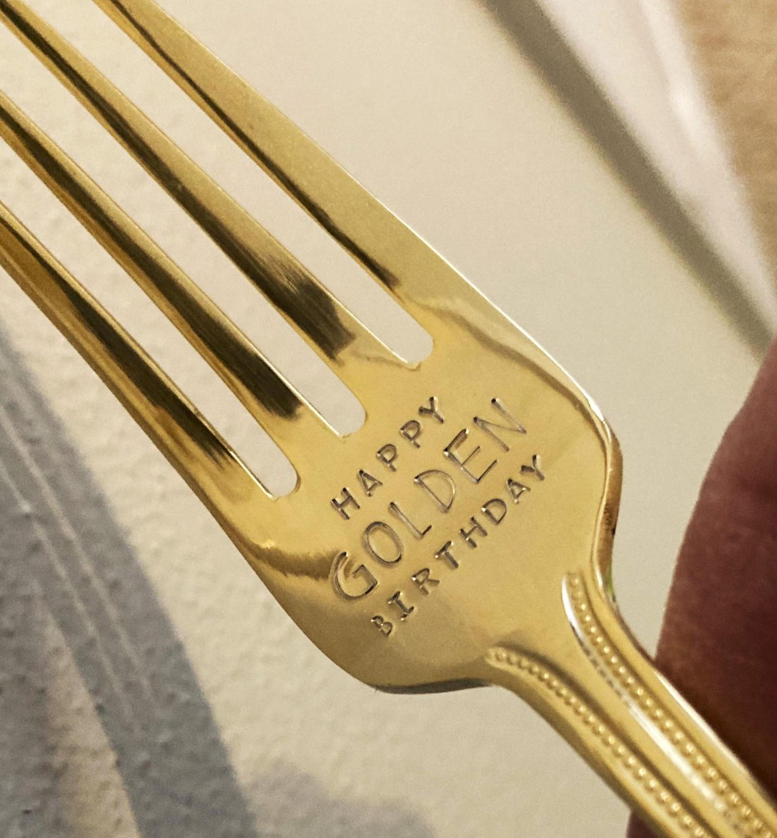 Golden Birthday Gift: Happy Golden Birthday Fork, 50th Birthday ...