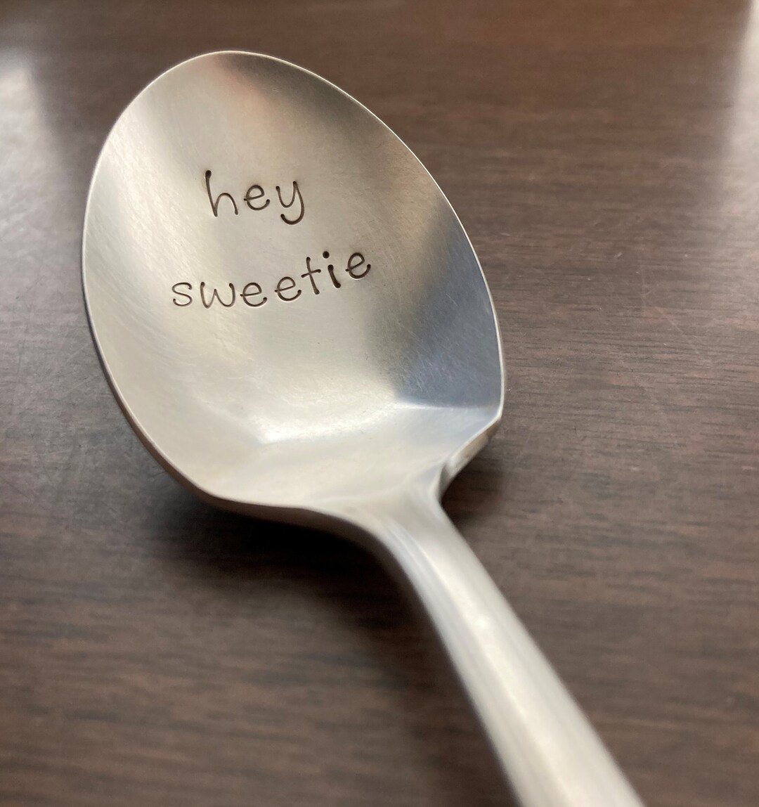 Stamped Sugar Spoon: HEY SWEETIE Sugar Shell Spoon, Birthday Christmas ...