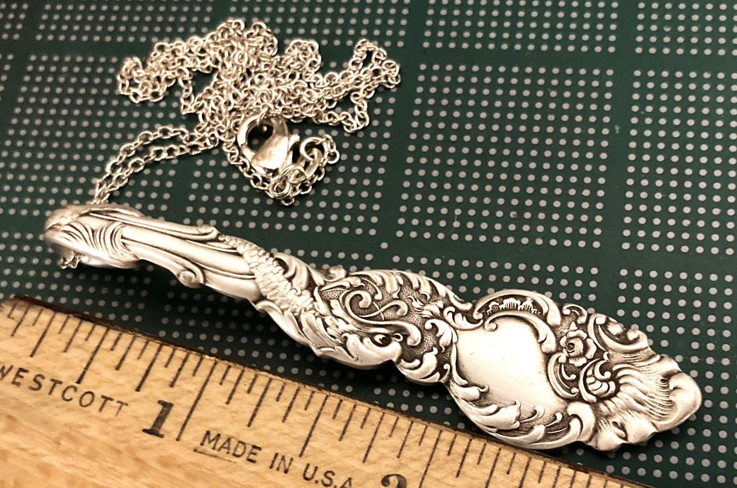Silver Spoon Jewelry Necklace, Vintage Recycled Upcycled Flatware Spoon ...