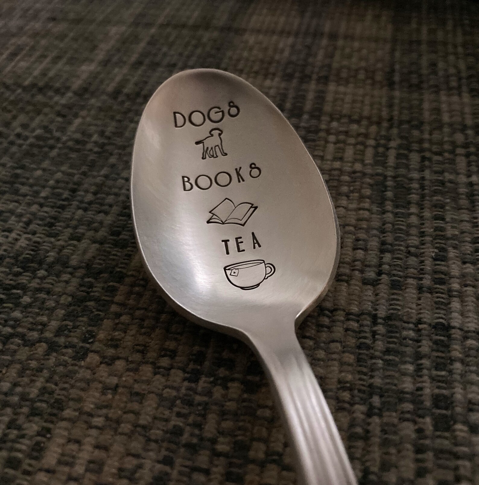 DOGS BOOKS TEA Stamped Spoon: Tea Lover Gift, Dog Mama, Dog Lovers ...