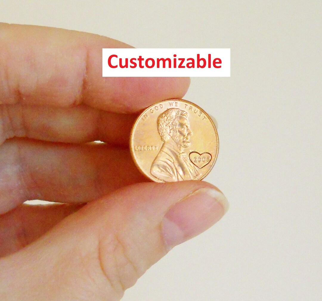 Penny Tie Tack Pin; Custom Hand Stamped, ADD Initials, Date, Monogram ...