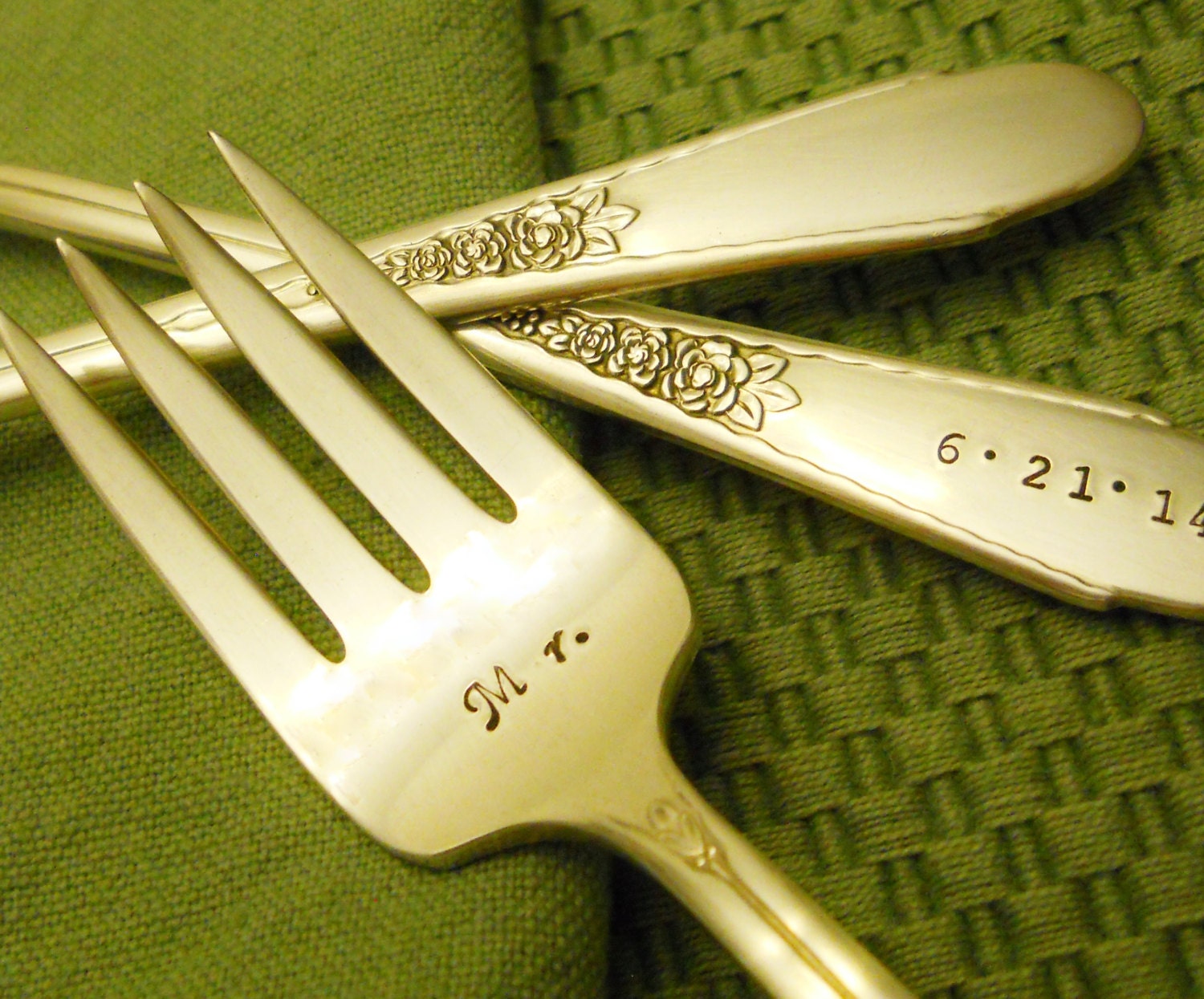 Wedding Cake Forks: Hand Stamped Wedding Forks Personalized - Etsy