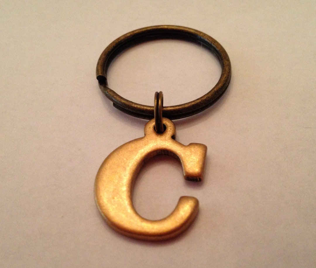 C Initial Keychain: Letter C Key Chain, Key Ring, Keyring, Vintage ...