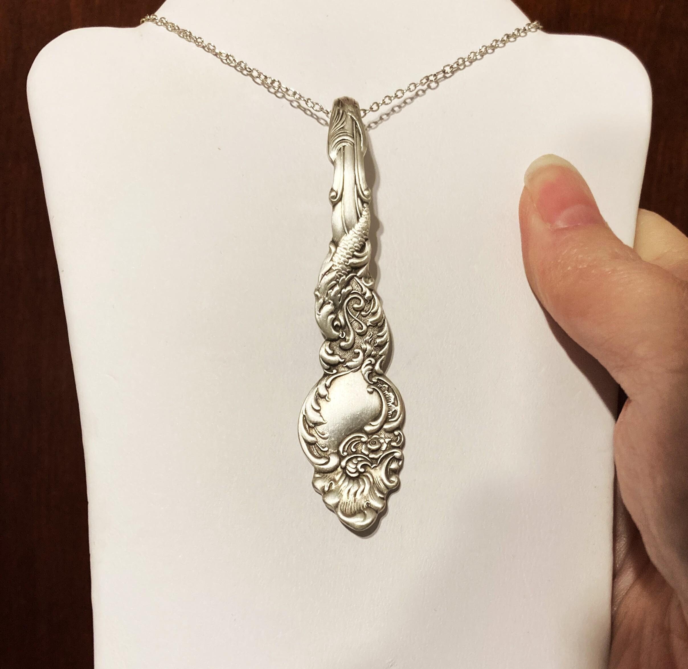 Silver Spoon Jewelry Necklace, Vintage Recycled Upcycled Flatware Spoon ...