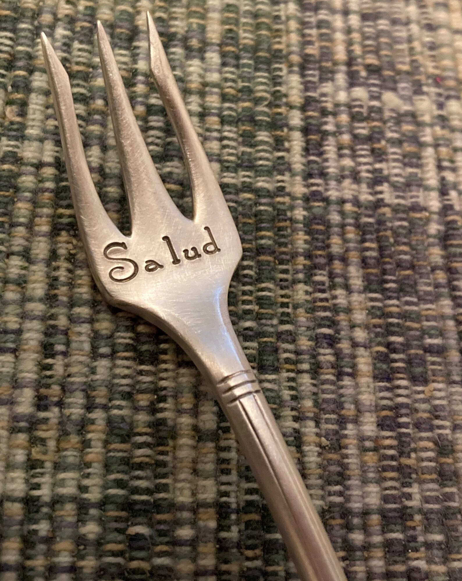 Salud Cocktail Fork: Charcuterie Board Pick, Stamped Vintage Silver ...