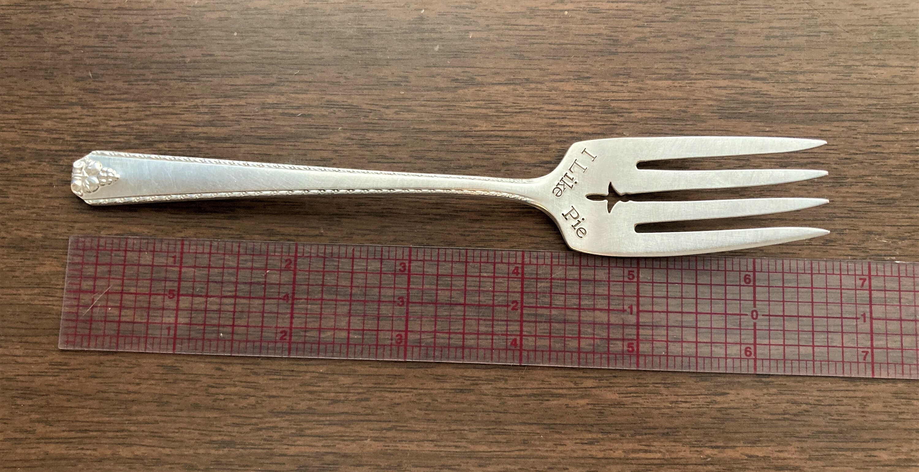 Pie Fork, I Like Pie, Vintage Silver Dessert Fork, Stamped Engraved ...