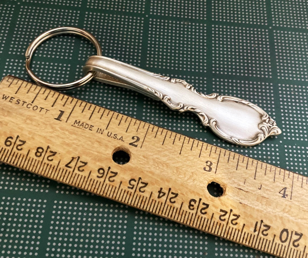 Vintage Floral Keychain, Silverplate Flatware Spoon Key Chain Key Ring ...