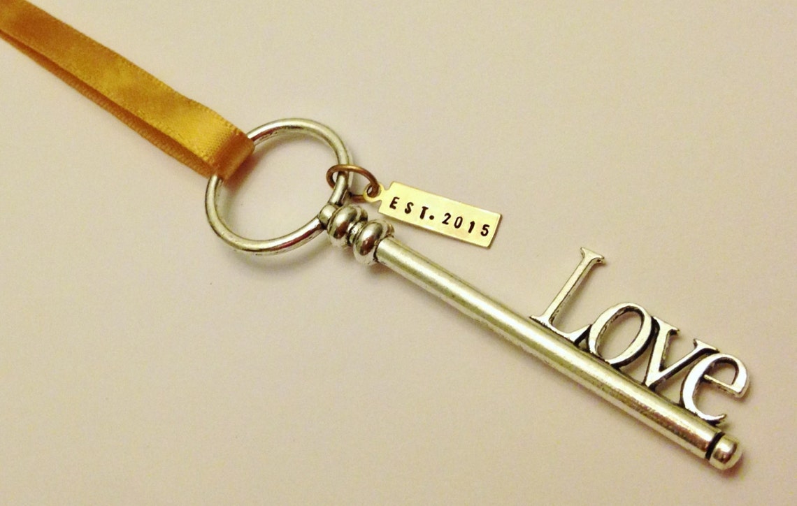 Personalized Ornament: LOVE Skeleton Key Rustic Silver Our | Etsy