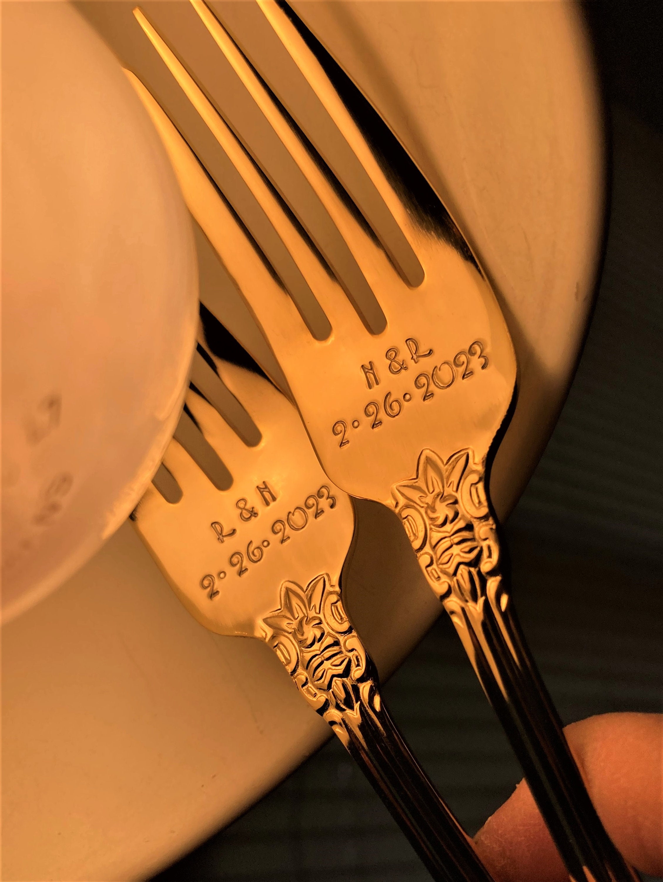 GOLD Wedding Forks: NEW Personalized Forks, Art Deco Gatsby, Custom ...