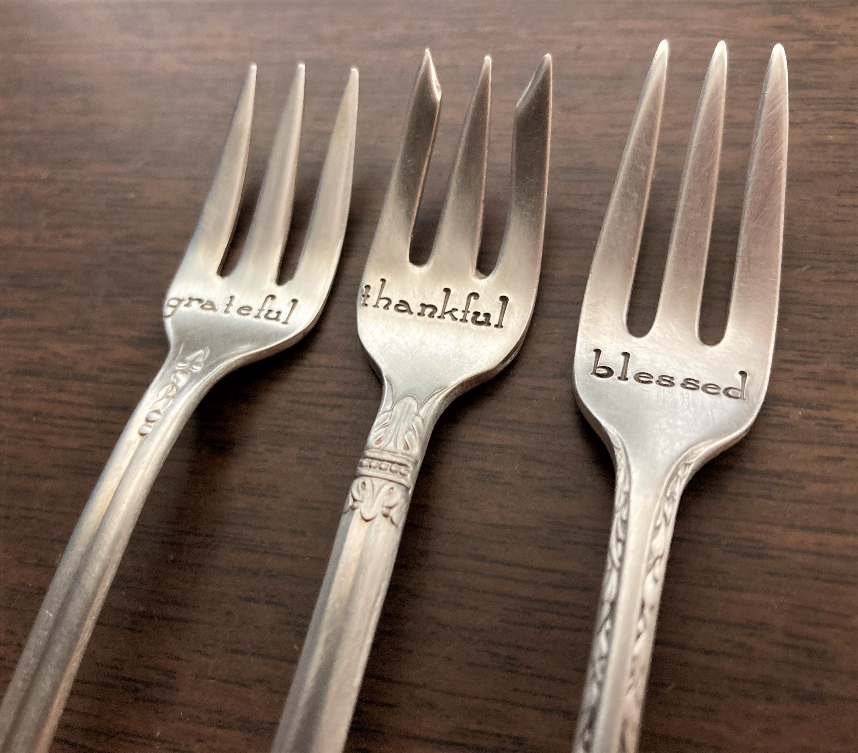 Appetizer Forks Set of 3: Grateful Thankful Blessed, Charcuterie Board ...