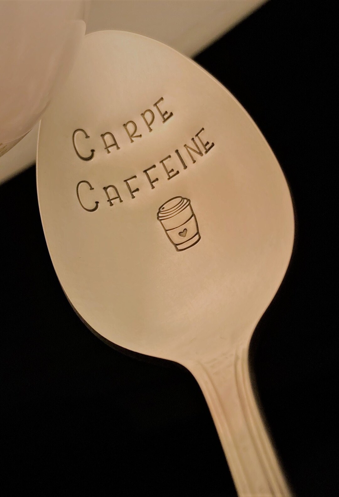 Coffee Addict Spoon: Carpe Caffeine, Hand Stamped Engraved Spoon ...