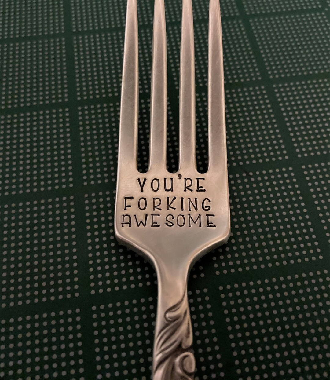 You're Forking Awesome, Fork Gift, Stamped Silver Fork, Birthday Anniversary Gift for Him Her ...
