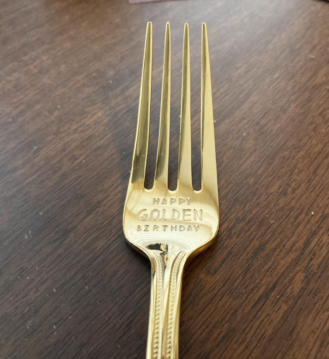Golden Birthday Gift: Happy Golden Birthday Fork, 50th Birthday ...