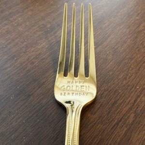 Golden Birthday Gift: Happy Golden Birthday Fork, 50th Birthday ...