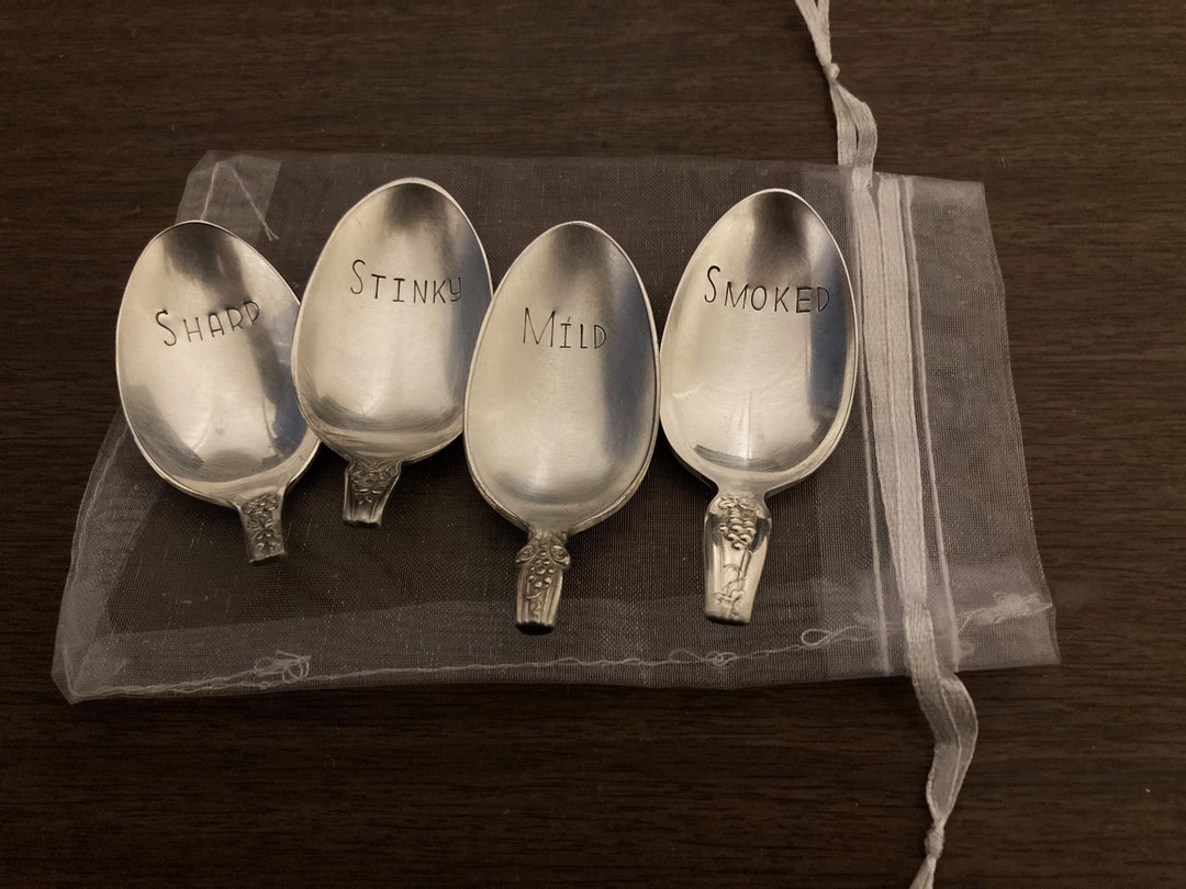 Cheese Markers Set of 4, Vintage Silverware, Upcycled Spoon Charcuterie ...