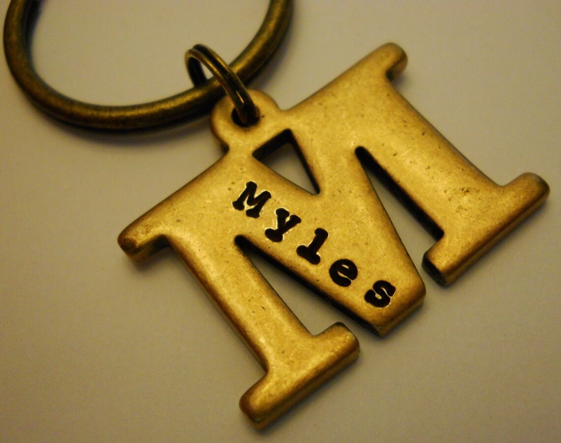 Letter Initial KEYCHAIN: Personalized Name Date Initials - Etsy