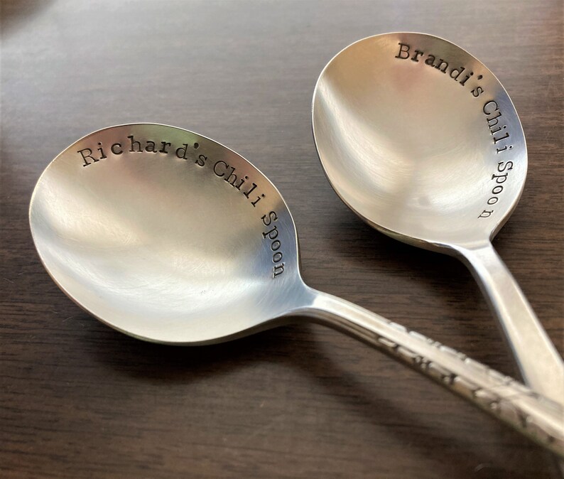 CHILI Spoon, Custom Personalized Silverplated Round Spoon With Name ...