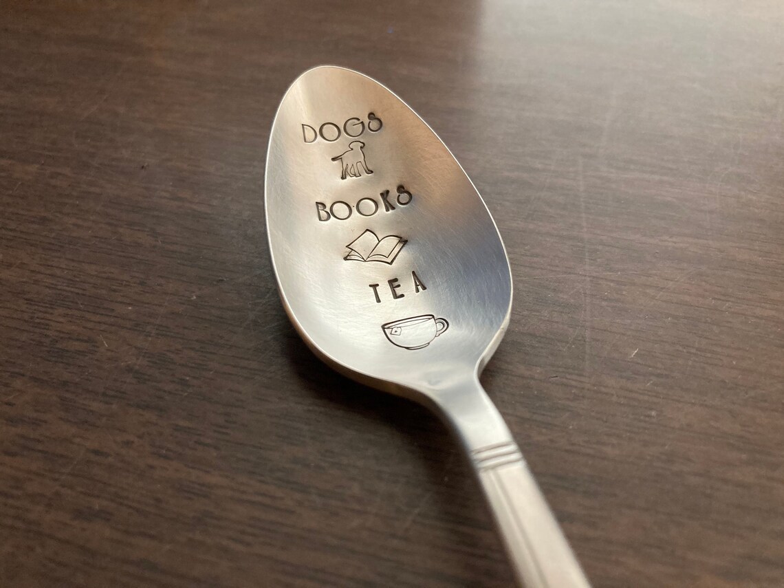 DOGS BOOKS TEA Stamped Spoon: Tea Lover Gift, Dog Mama, Dog Lovers ...