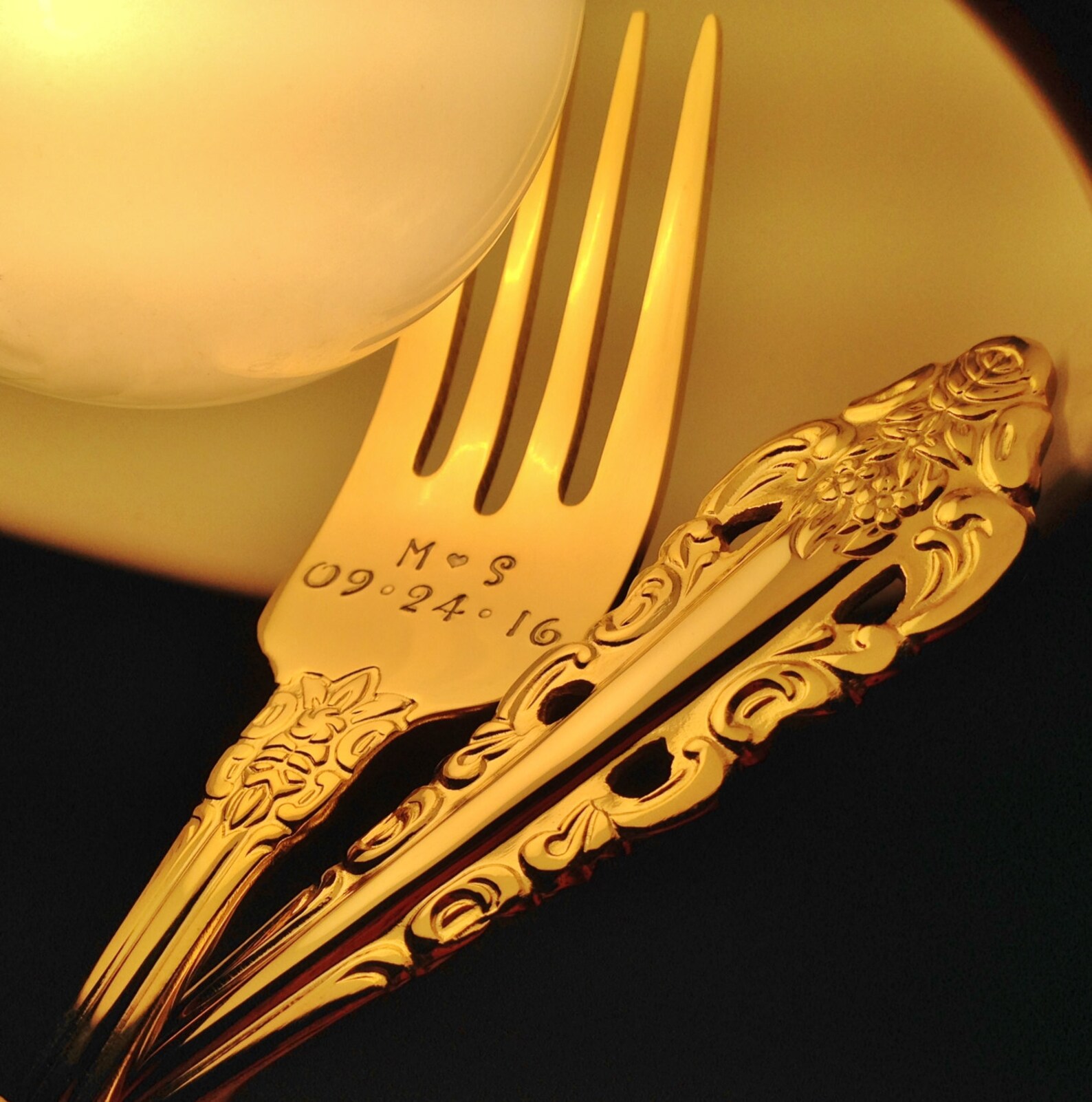 GOLD Wedding Forks: NEW Personalized Forks, Art Deco Gatsby, Custom ...