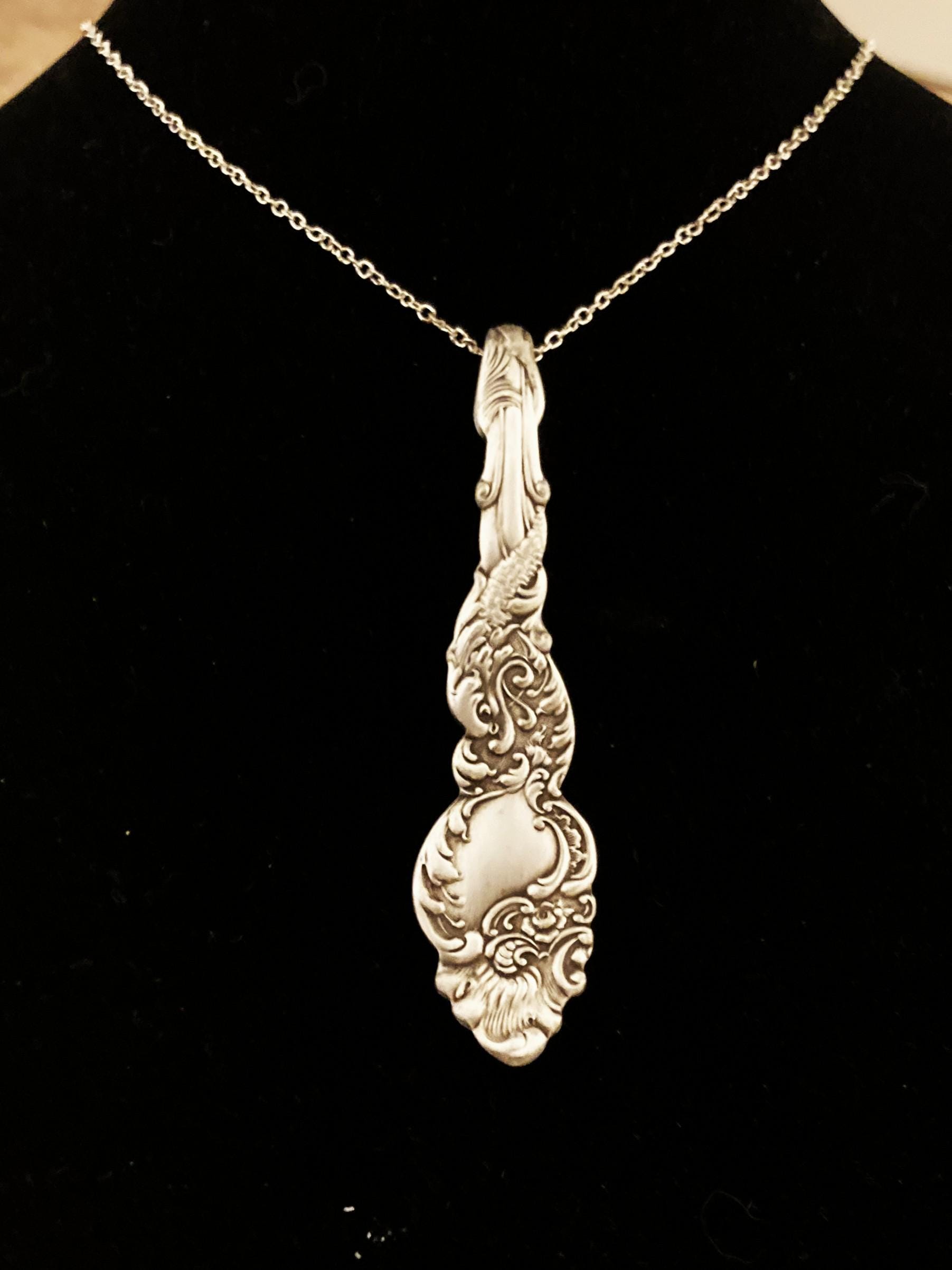 Silver Spoon Jewelry Necklace, Vintage Recycled Upcycled Flatware Spoon ...
