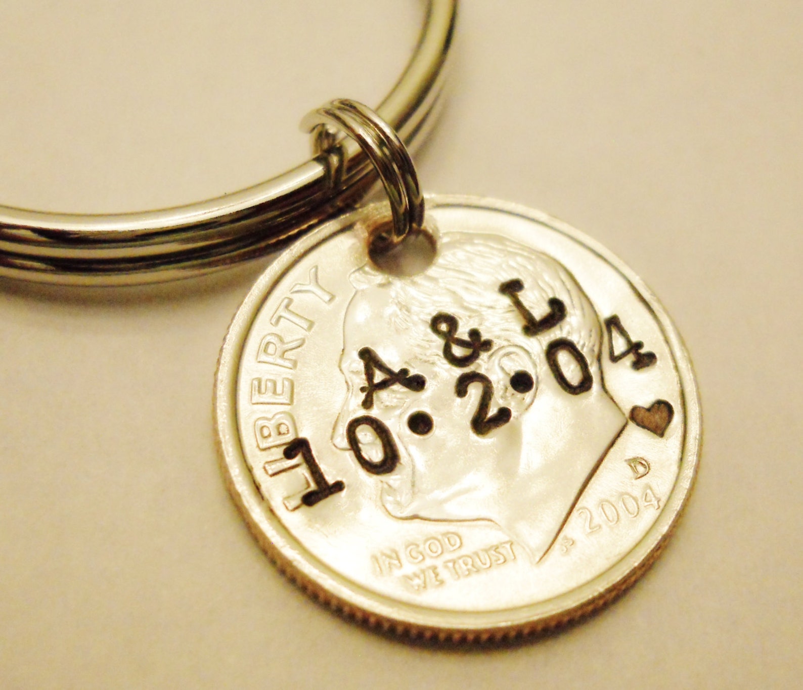 10th Anniversary Personalized DIME Keychain: 10 Year - Etsy