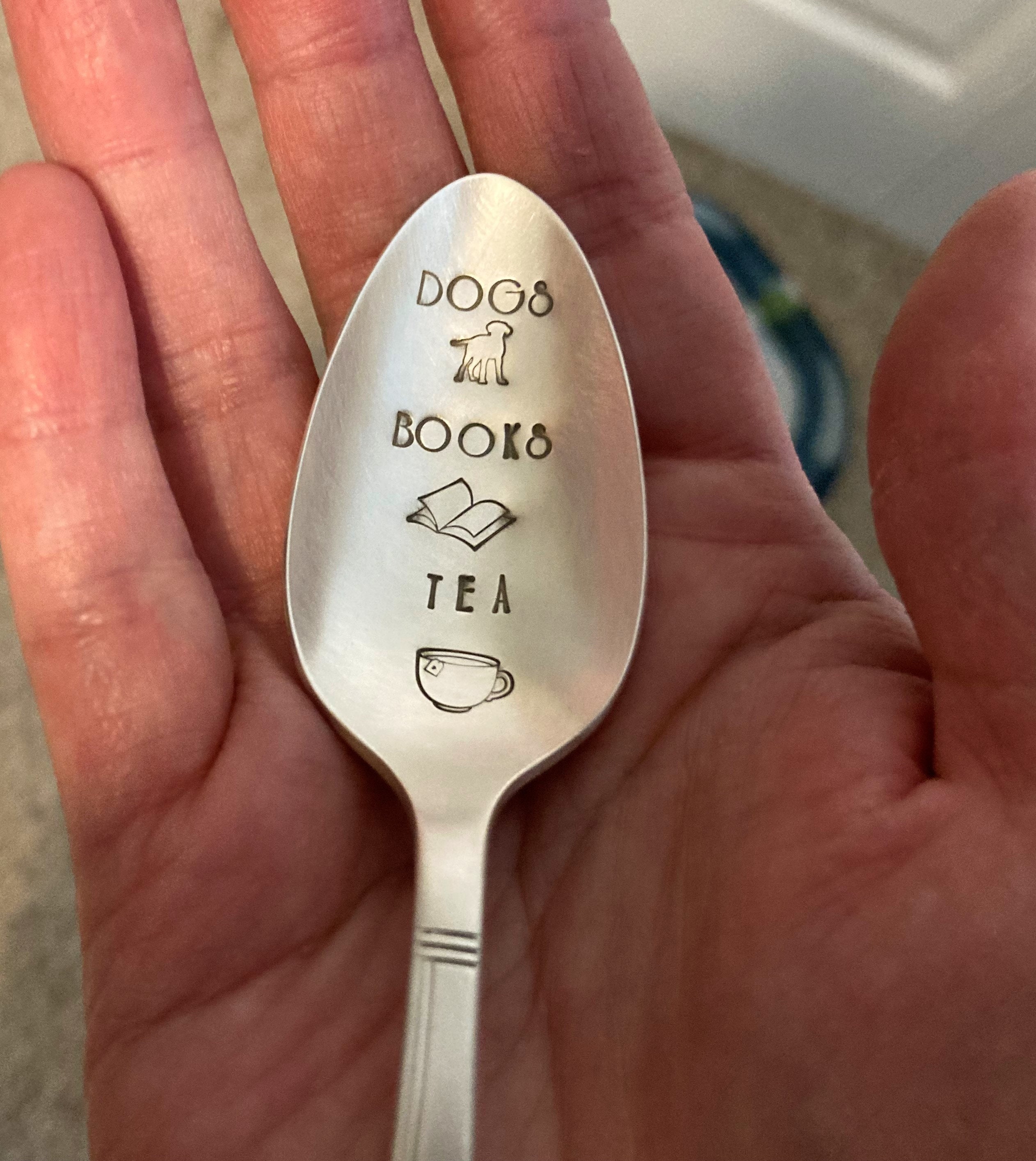 DOGS BOOKS TEA Stamped Spoon: Tea Lover Gift, Dog Mama, Dog Lovers ...