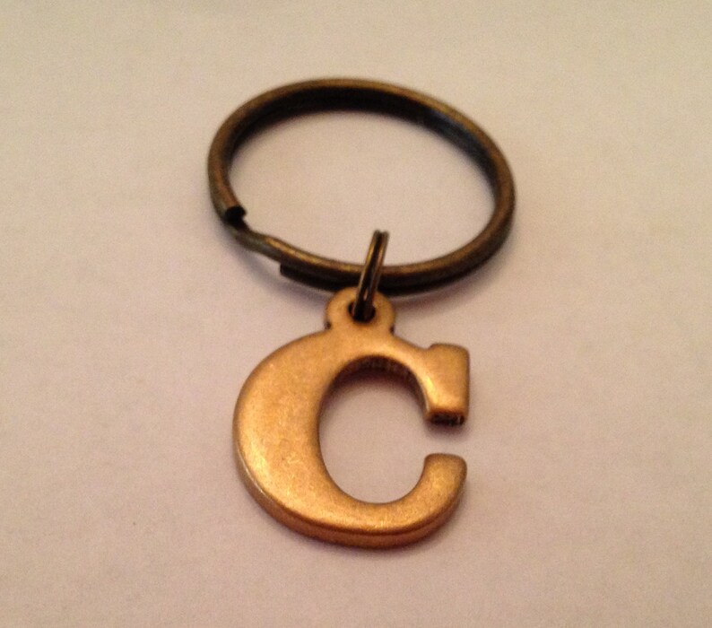 C Initial Keychain: Letter C Key Chain, Key Ring, Keyring, Vintage ...