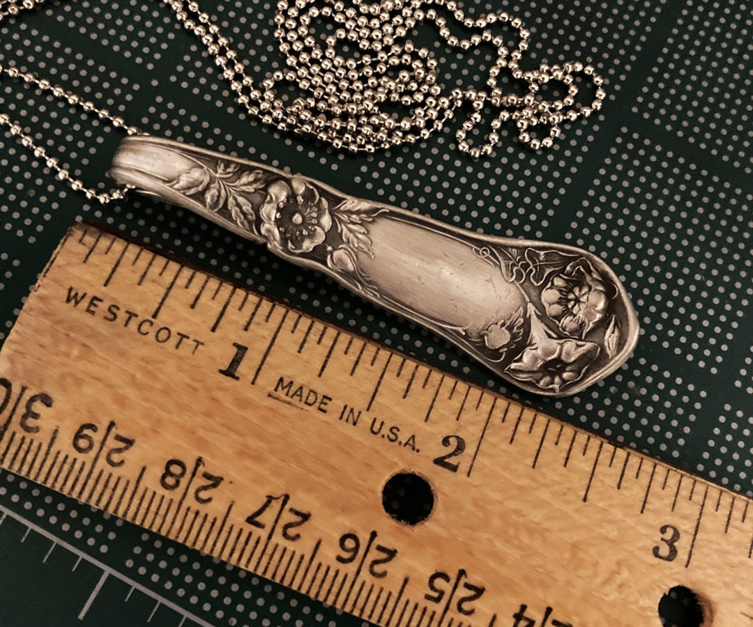 Floral Necklace, Vintage Silverware Jewelry, Recycled Reclaimed Silver ...
