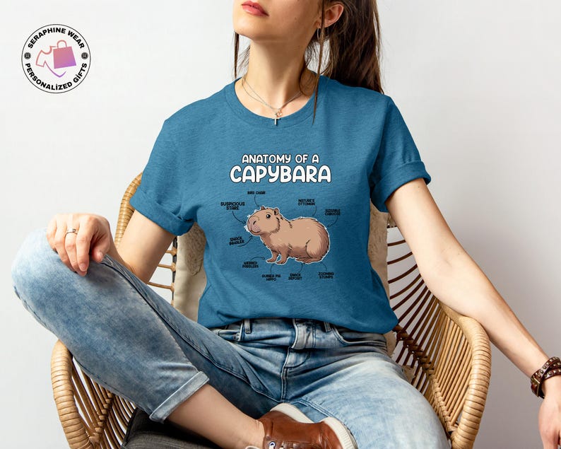 Anatomy of Capybara T-shirt, Animal Lover Tee, Capybara Lover Gift ...