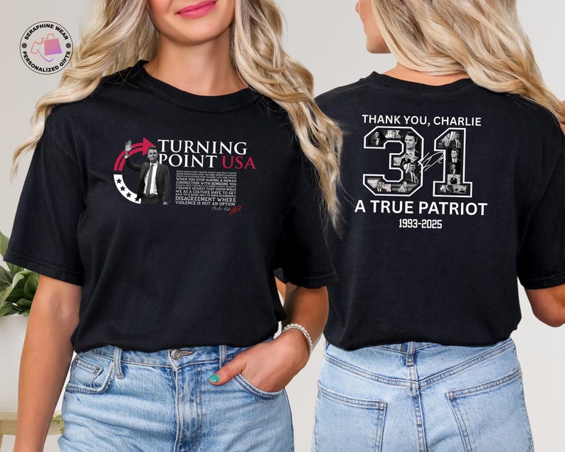Charlie Kirk Turning Point USA Shirt, Freedom Signature Tribute Design ...