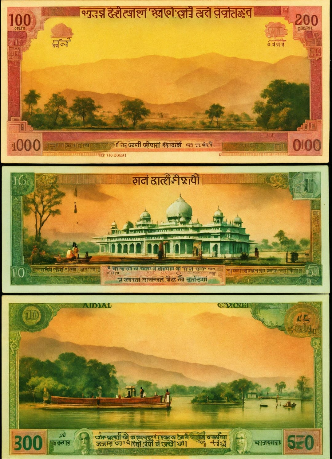 Vintage Indian Currency-inspired Digital Art | Retro Banknote Style ...