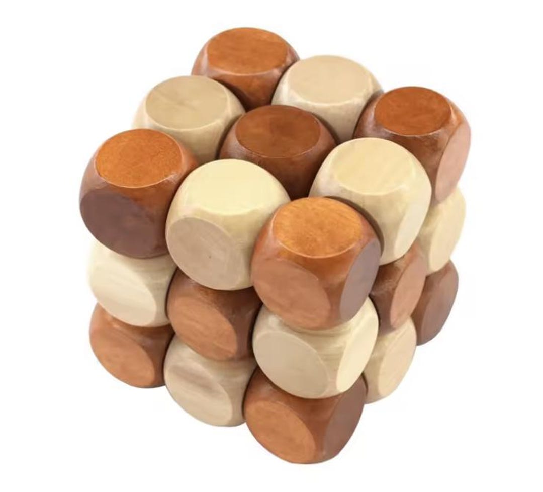 Wooden 3D Puzzle Cube – Brain Teaser & Decorative Rubik’s Cube ...