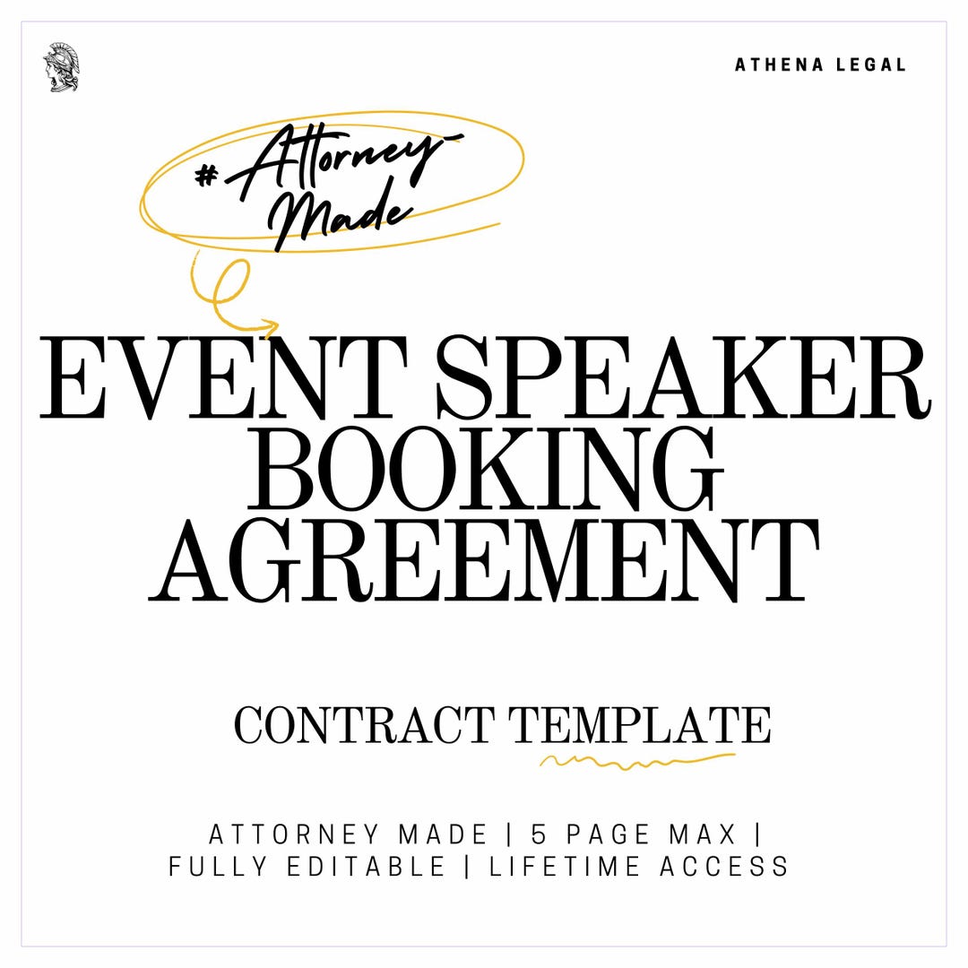 Event Speaker Booking Agreement Contract Template | Attorney-written ...