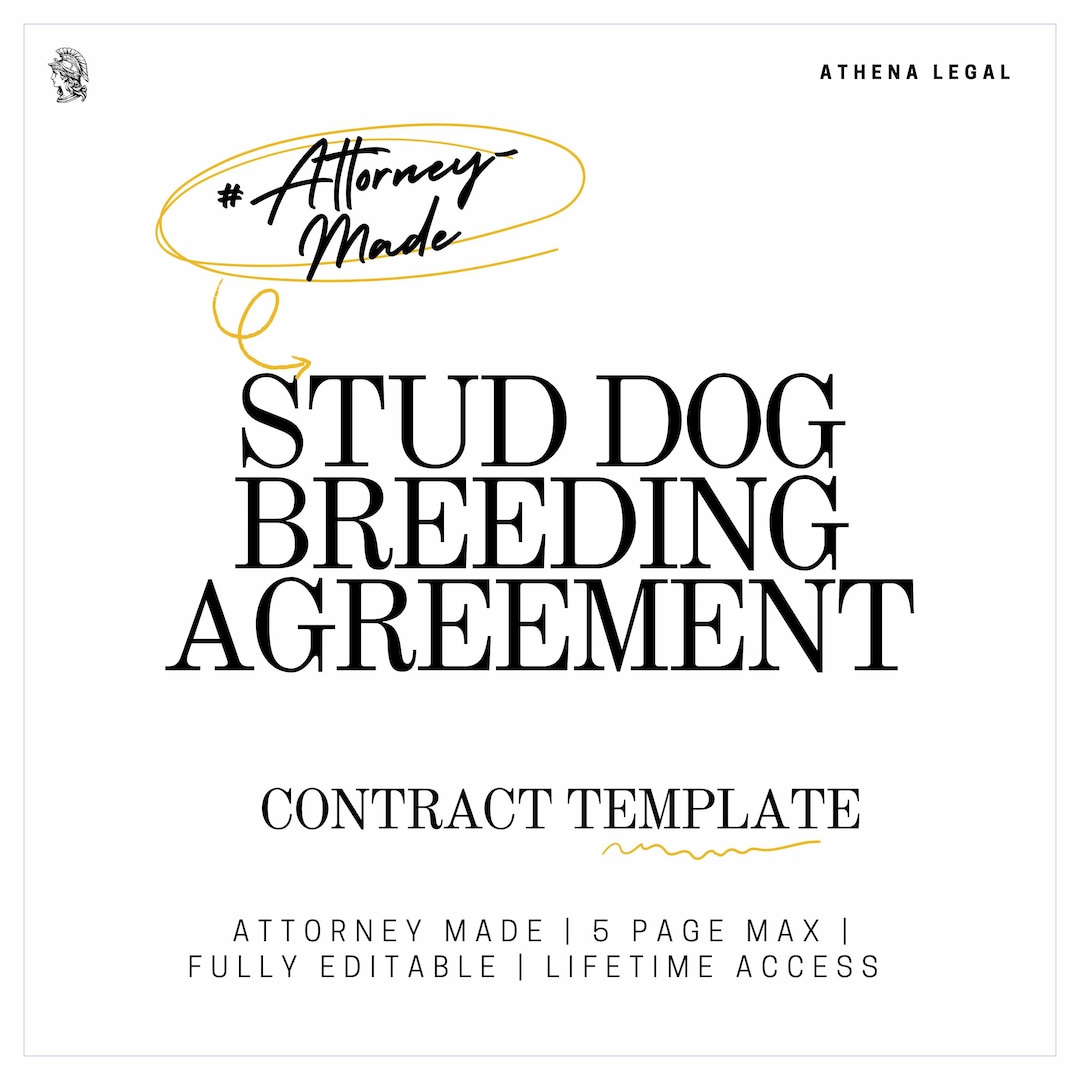 Stud Dog Breeding Contract Template | Attorney-written Editable Instant ...