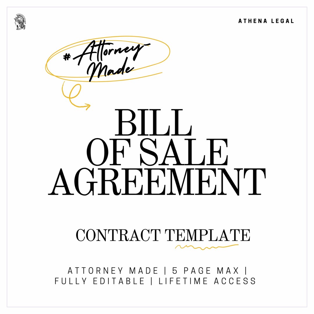 Bill of Sale Contract Template | Attorney-written Editable Instant ...