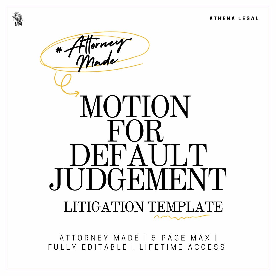 Motion for Default Judgement Litigation Template for Court | Attorney ...