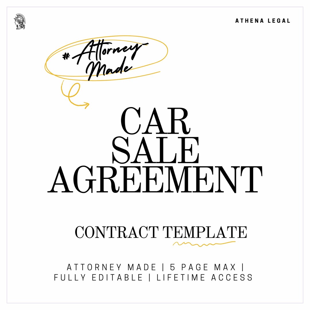 Car Sale Contract Template | Attorney-written Editable Instant Download ...