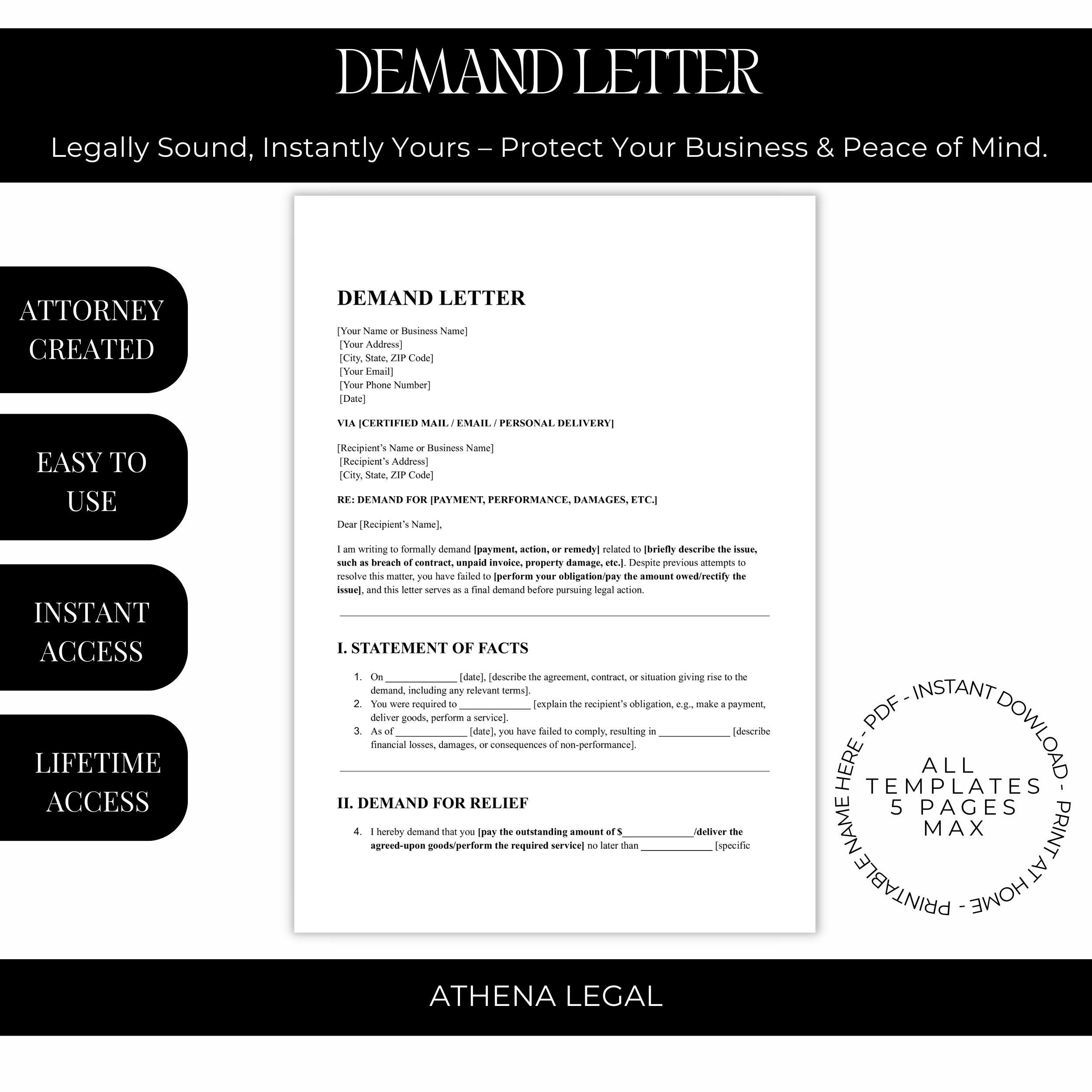 Demand Letter Litigation Template for Court | Attorney-written Editable ...