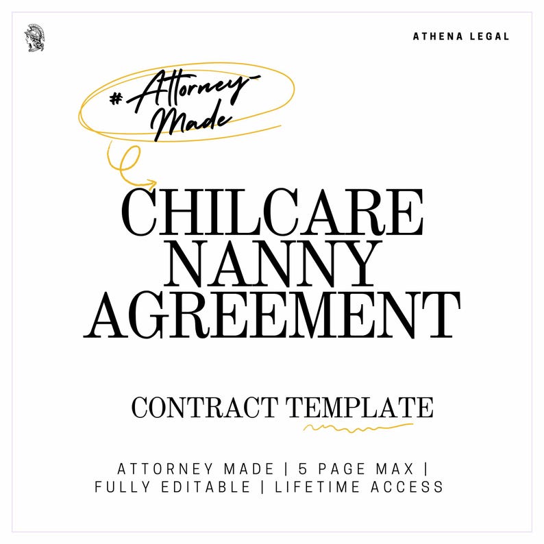 Childcare Nanny Contract Template | Attorney-written Editable Instant ...